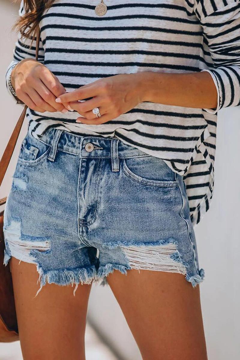 Wege Product Page Stylish Dark Blue Denim Boyfriend Shorts for Women ...